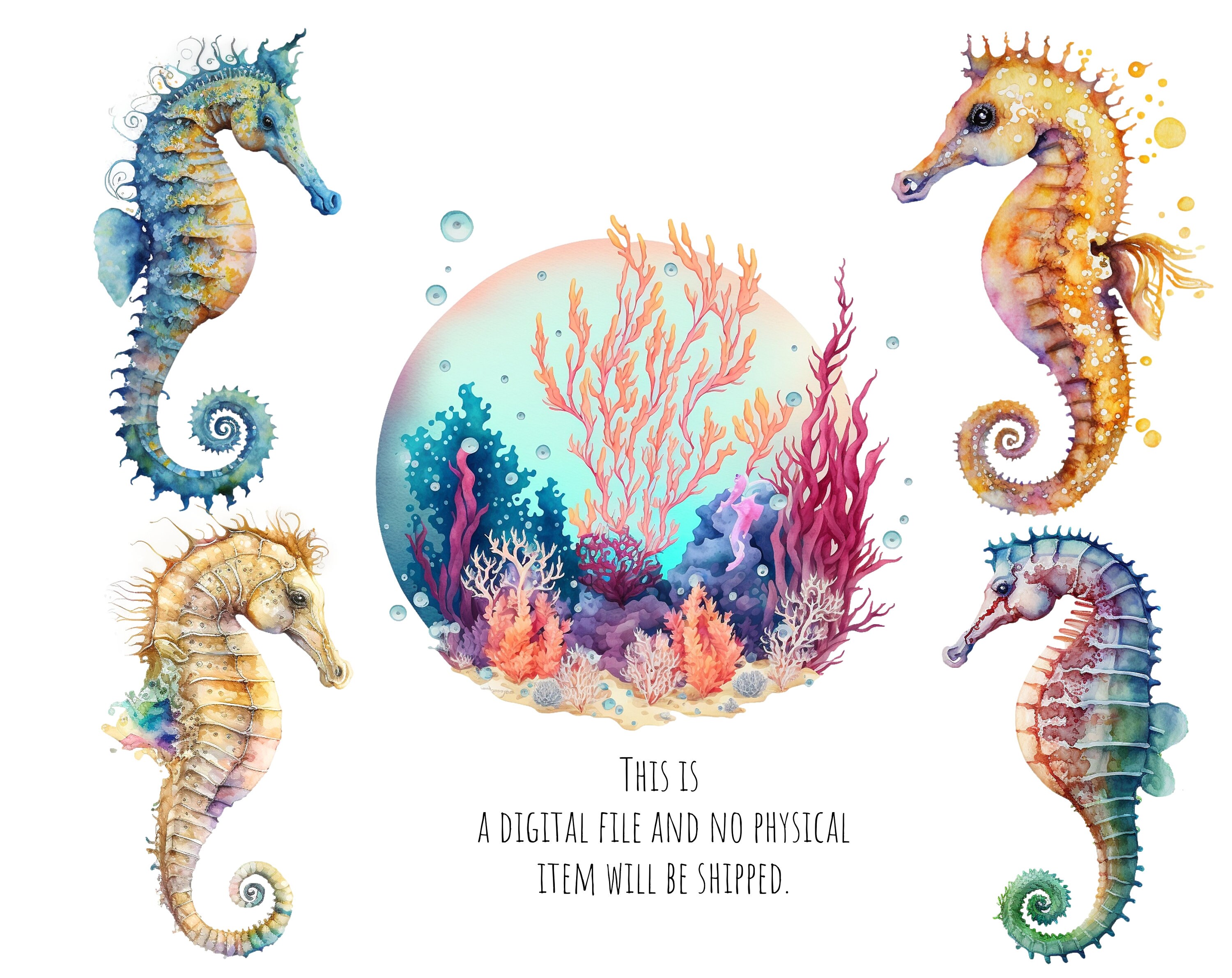 Seahorse Clipart, Nautical Clipart. Ocean Animal. Sea Animals Clip Art ...