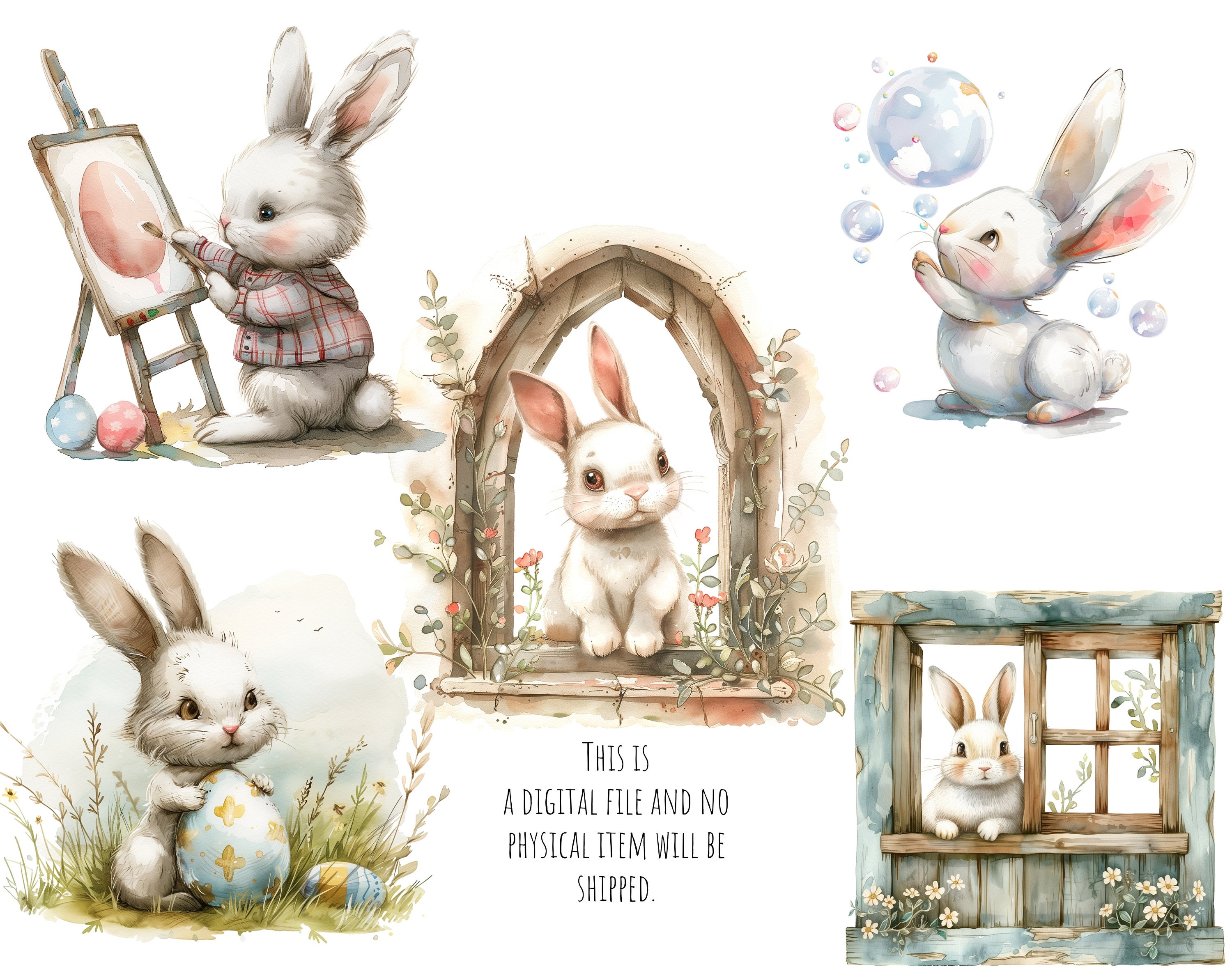 Easter Clipart, Easter Bunny Clipart, Spring Clipart, Boho Easter, Junk ...