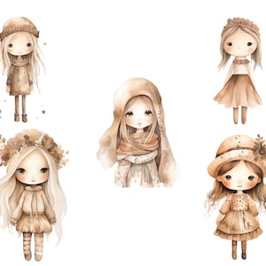 Boho Doll Clipart, Nursery Clipart, Girl's Birthday, Kid, Toys Clipart ...