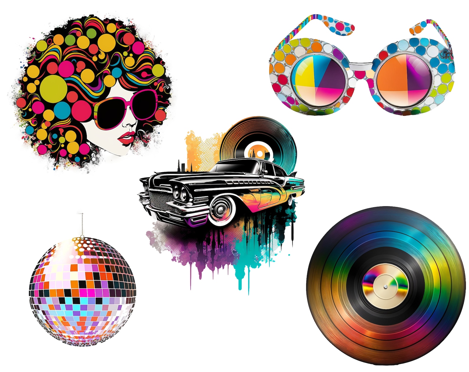 Disco Clipart. Vintage Clipart, Retro Clip Art, Boho. Png. Dance ...