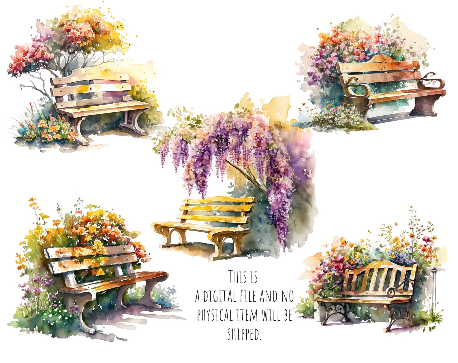 Spring Benches Clipart Cottage Clip Art Png. Digital - Etsy