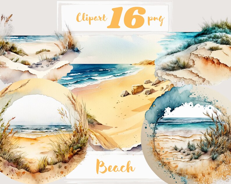 Beach Clipart. Sea Clipart, Seaside Clip Art, Seashore Clipart, Waves ...