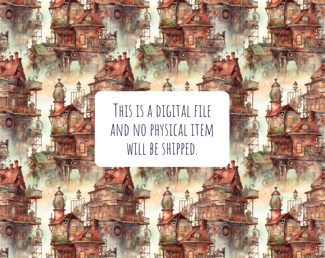 Steampunk Digital Paper Seamless Pattern City Pattern. - Etsy