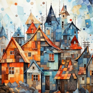 City Digital Paper, Futuristic Digital Paper Watercolor Scrapbook Paper ...