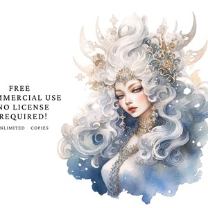 White Lady Clipart, Woman Clipart, Celestial Clipart, White Queen ...