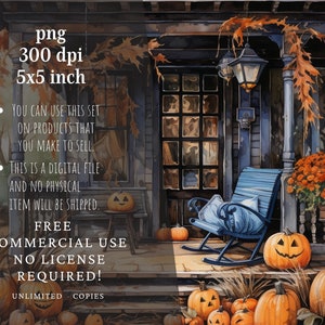 Halloween Digital Paper, Fall Porch, Autumn Garden, Fall, Pattern ...