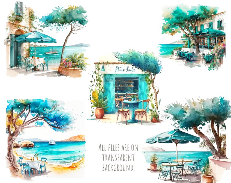 Beach Coffee Shop Clipart Cafe Clip Art Png. Digital - Etsy UK