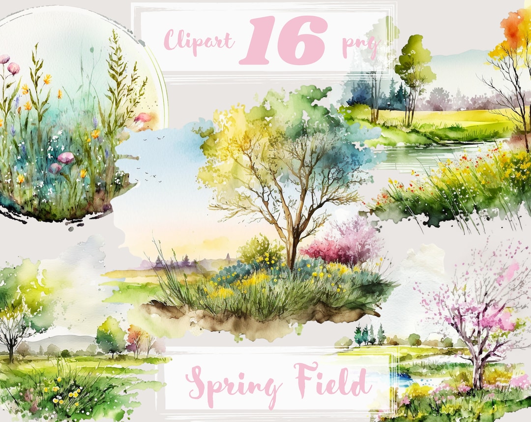 Spring Field Clipart. Grass Clipart. Spring Clipart. Floral Clipart ...