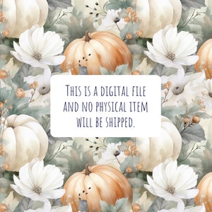 White Pumpkin Digital Paper, Seamless Pattern, Summer, Fall Pattern ...