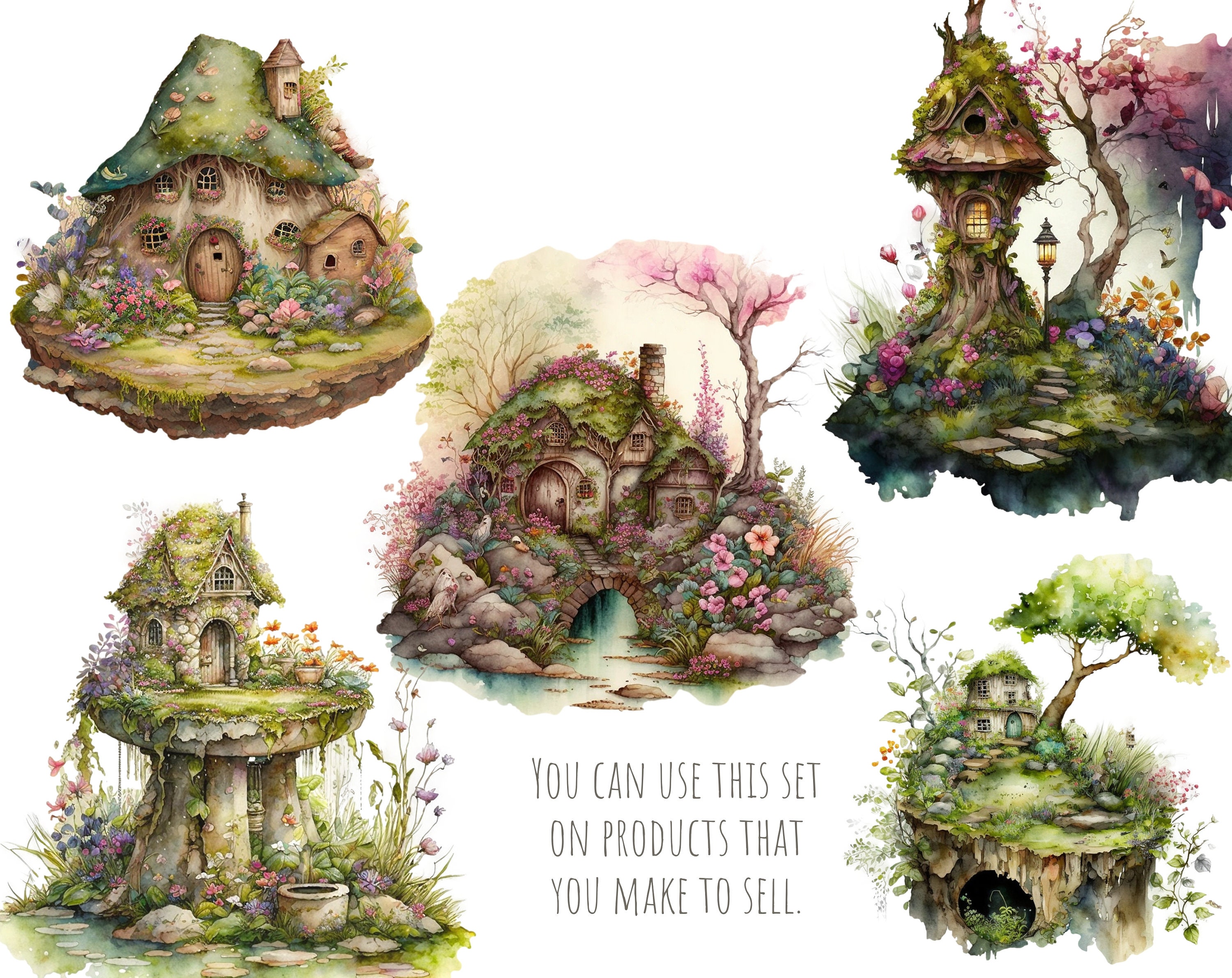 Fairy House Clipart Png. Magic Cottage. Elf Village. Digital - Etsy Canada