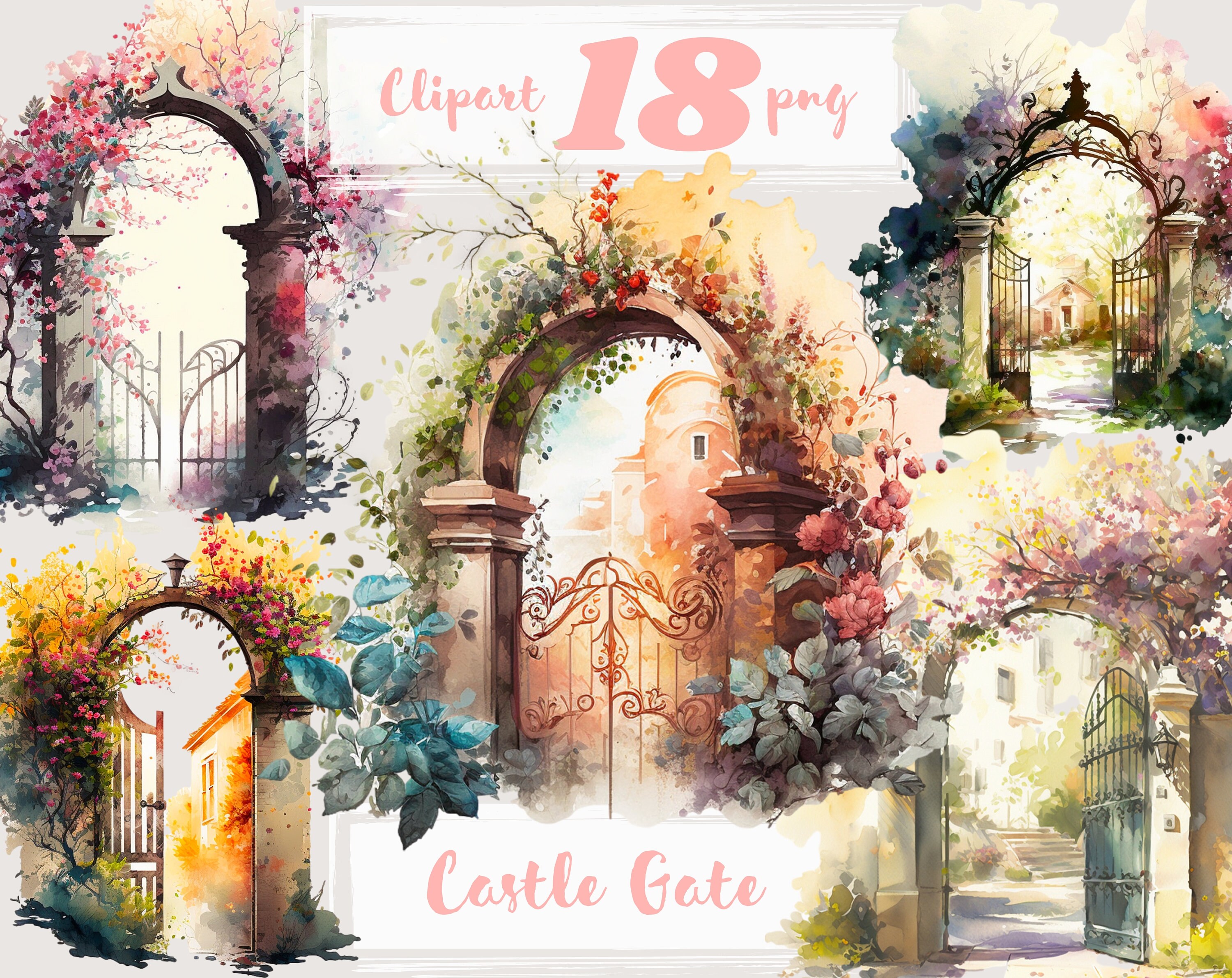 Castle Gate Clipart Spring Gate Clip Art Door Png. Digital - Etsy Australia