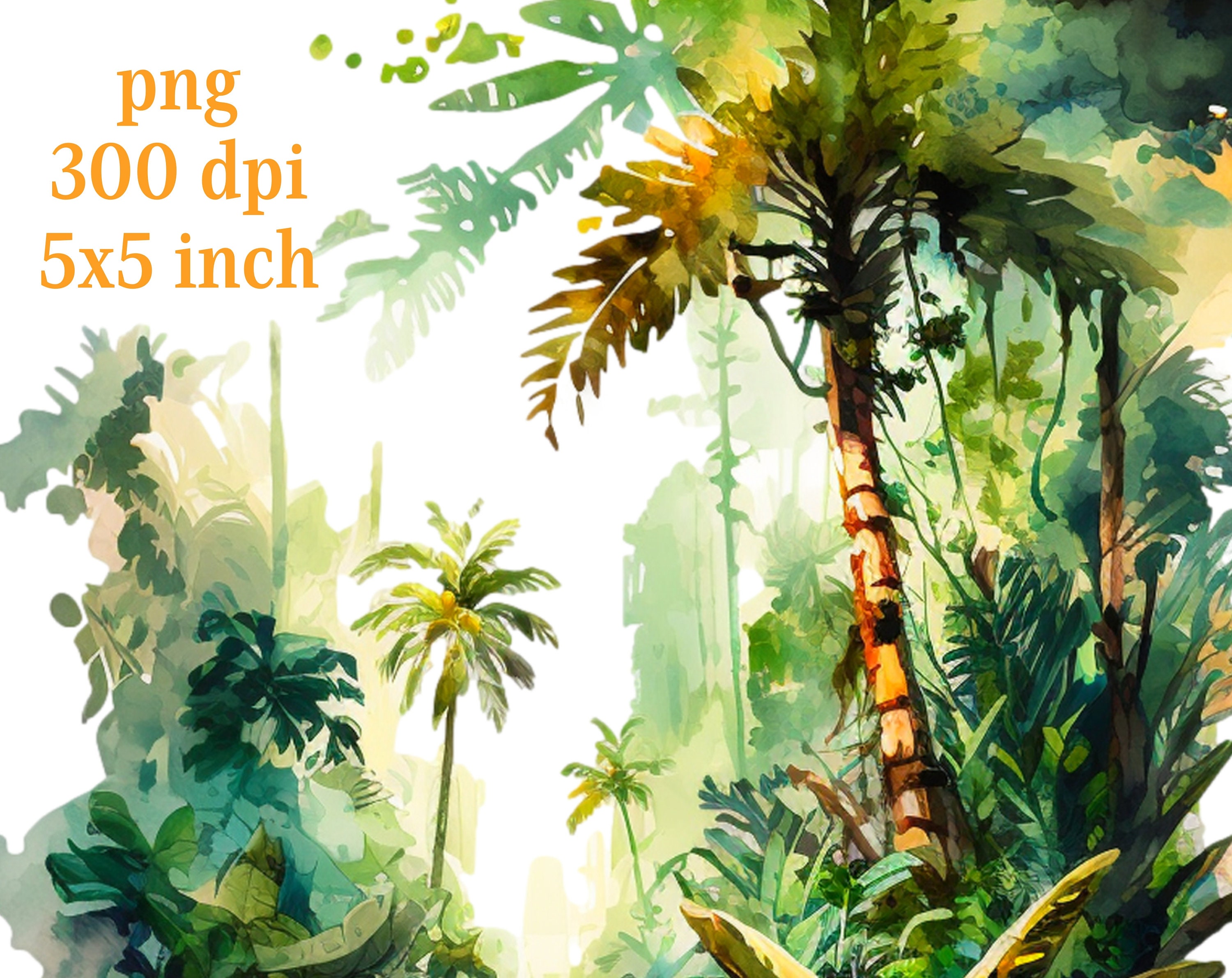 Rain Forest Clipart, Wood Clip Art, Png. Digital Watercolor. Free ...