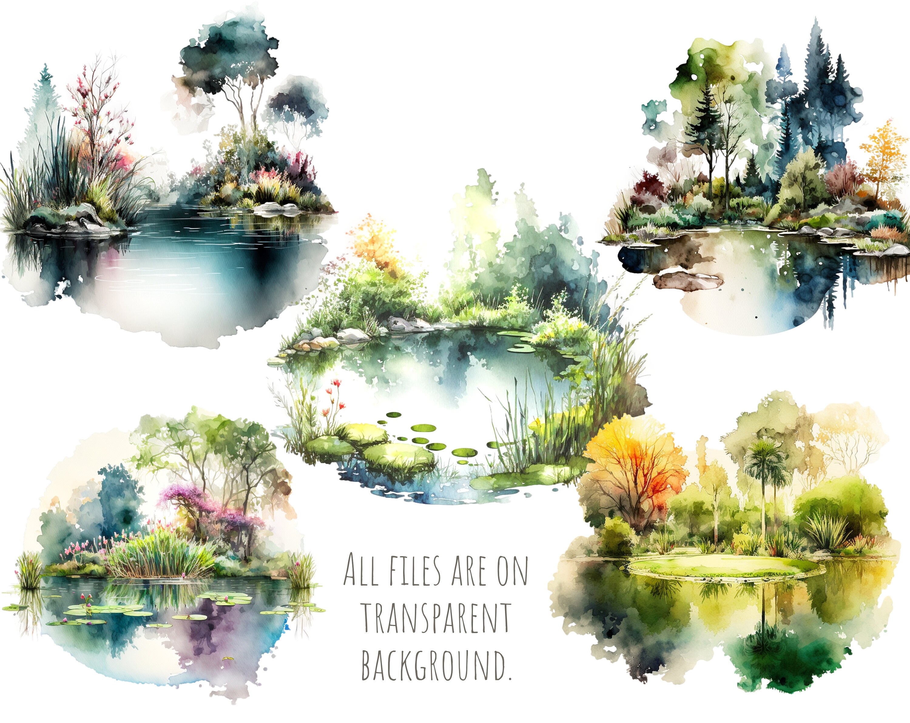 Pond Clipart. Lake Clipart. Garden Clipart PNG. Summer Rest - Etsy ...