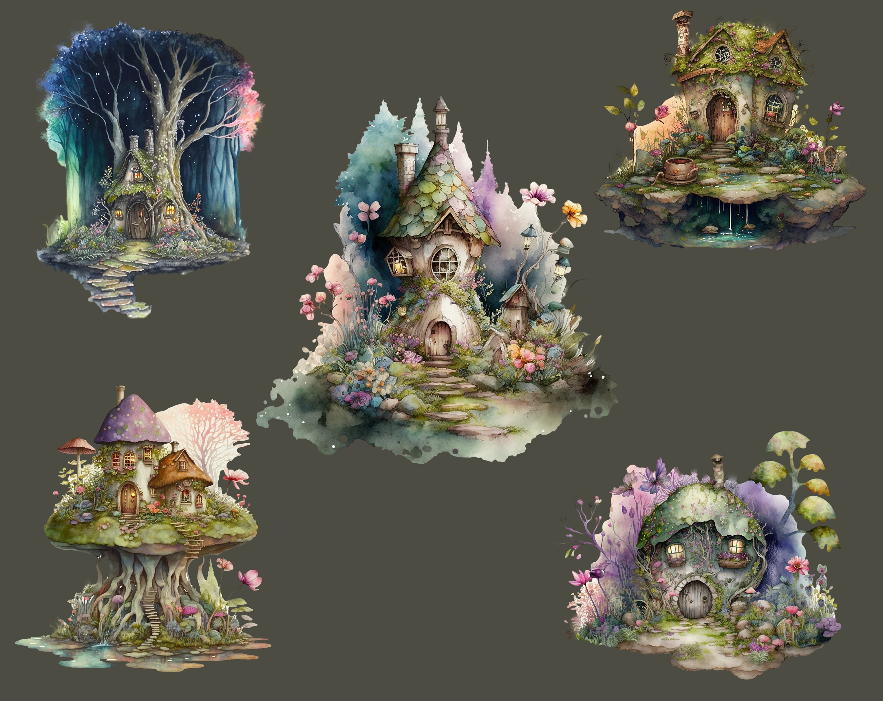 Fairy House Clipart Png. Magic Cottage. Elf Village. Digital - Etsy