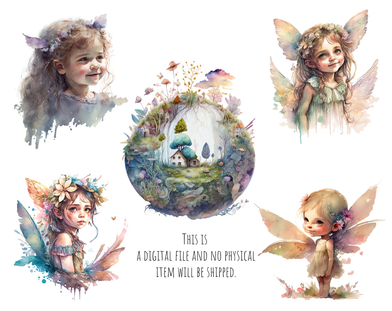 Watercolor Fairy Clipart Set, Whimsical PNG Graphics (digital Download ...