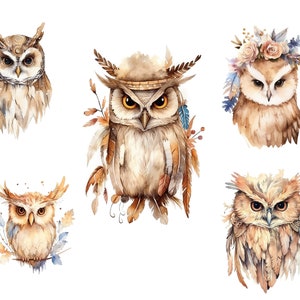 Boho Owl Clipart. Vintage Clipart, Retro Clip Art, Boho. Fantasy ...