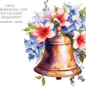 Bell Clipart. Vintage Clipart, Retro Clip Art, Boho. Floral Bell, Png ...