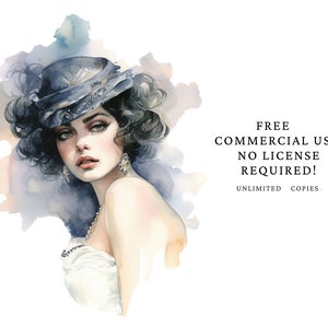 Decadent Lady Clipart, Woman Clipart, Girl's Birthday, Vintage Clipart ...