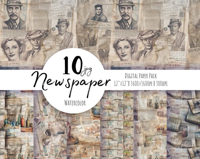 Old Newspaper Digital Paper Seamless Pattern. Vintage - Etsy