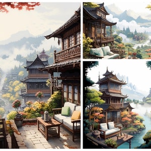 Balcony Digital Paper, Travel Digital Paper. Watercolor Scrapbook Paper ...