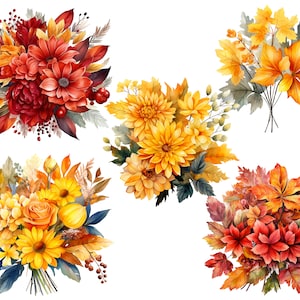 Autumn Bouquets Clipart. Floral Clipart, Wreath Clip Art, Fall Boho ...