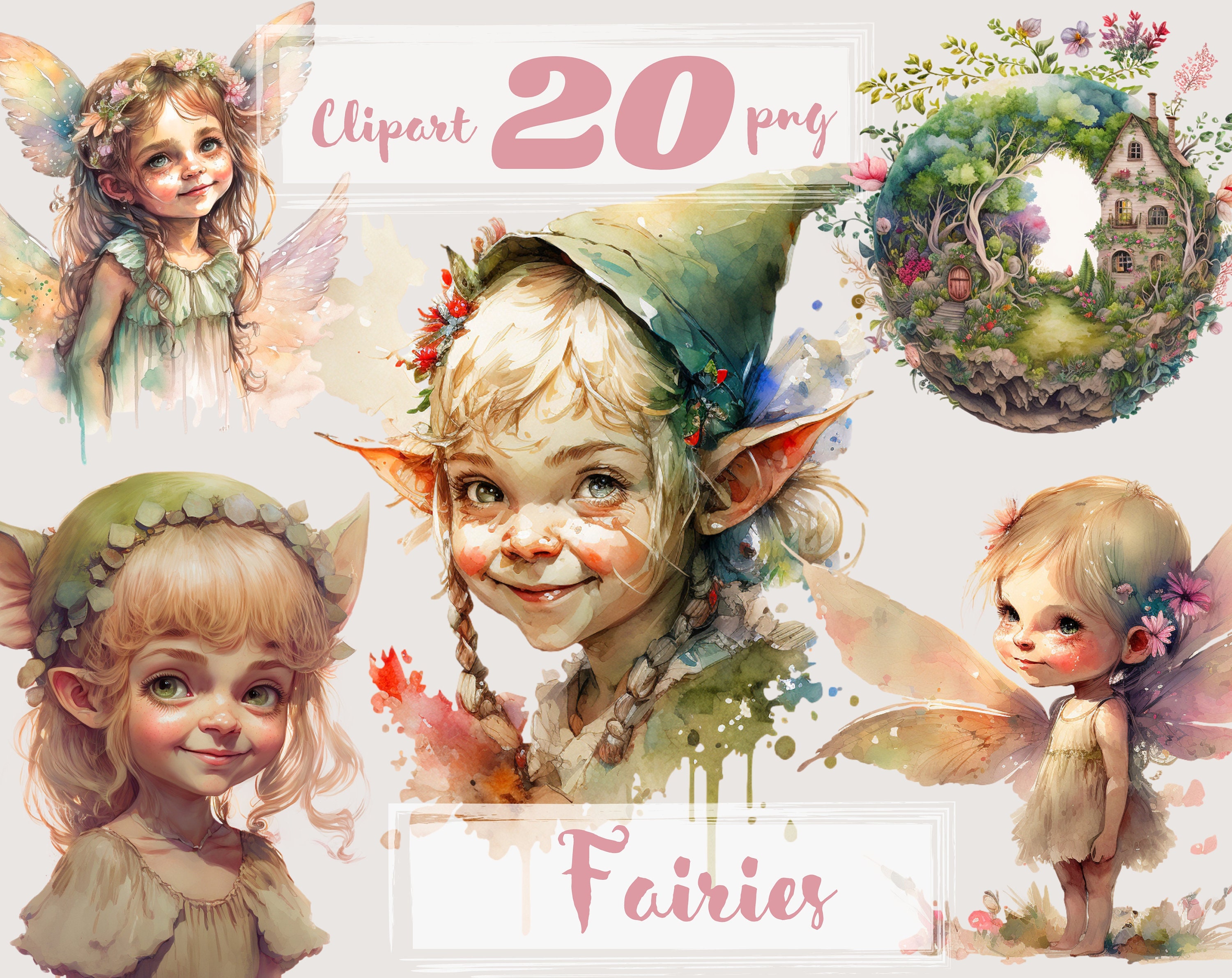 Fairy Clipart Elf Clip Art Png. Digital Watercolor. Free - Etsy Australia