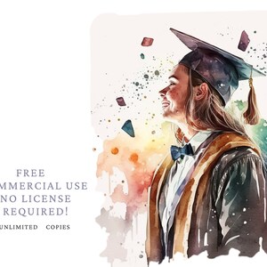 Graduation Clipart. School and University Clip Art. Student Watercolor ...