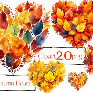 Autumn Heart Clipart. Floral Clipart, Leaves Clip Art, Fall Boho ...