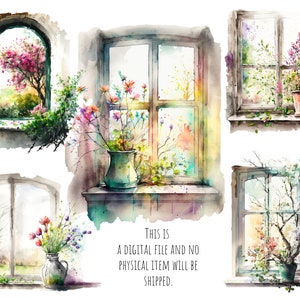 Window Clipart, Spring Windows Clip Art, Png. Digital Watercolor. Free ...