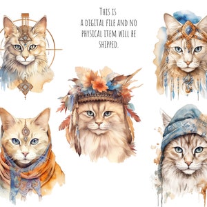 Boho Cat Clipart. Vintage Clipart, Retro Clip Art, Boho. Fantasy ...