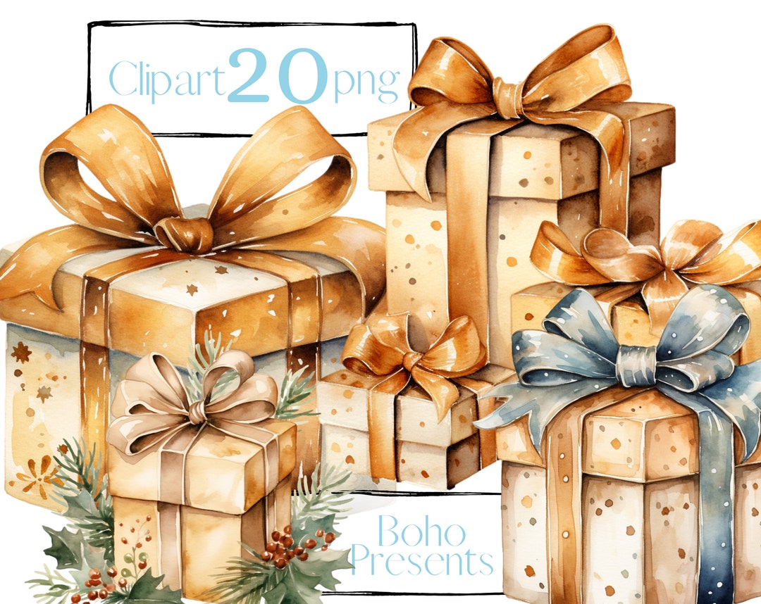 Christmas Gift Clipart. Present Clipart. Christmas Clipart. Boho ...