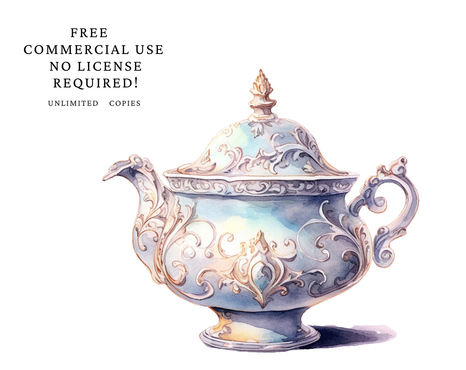 Tea Time Clipart, Tea Set Rococo Clip Art, Vintage Teacup Clipart ...