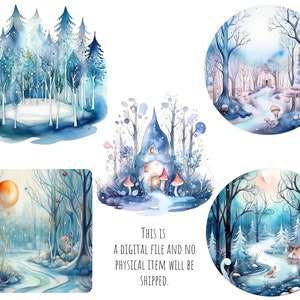 Winter Fairy Forest Clipart, Png. Digital Watercolor. Free Commercial ...