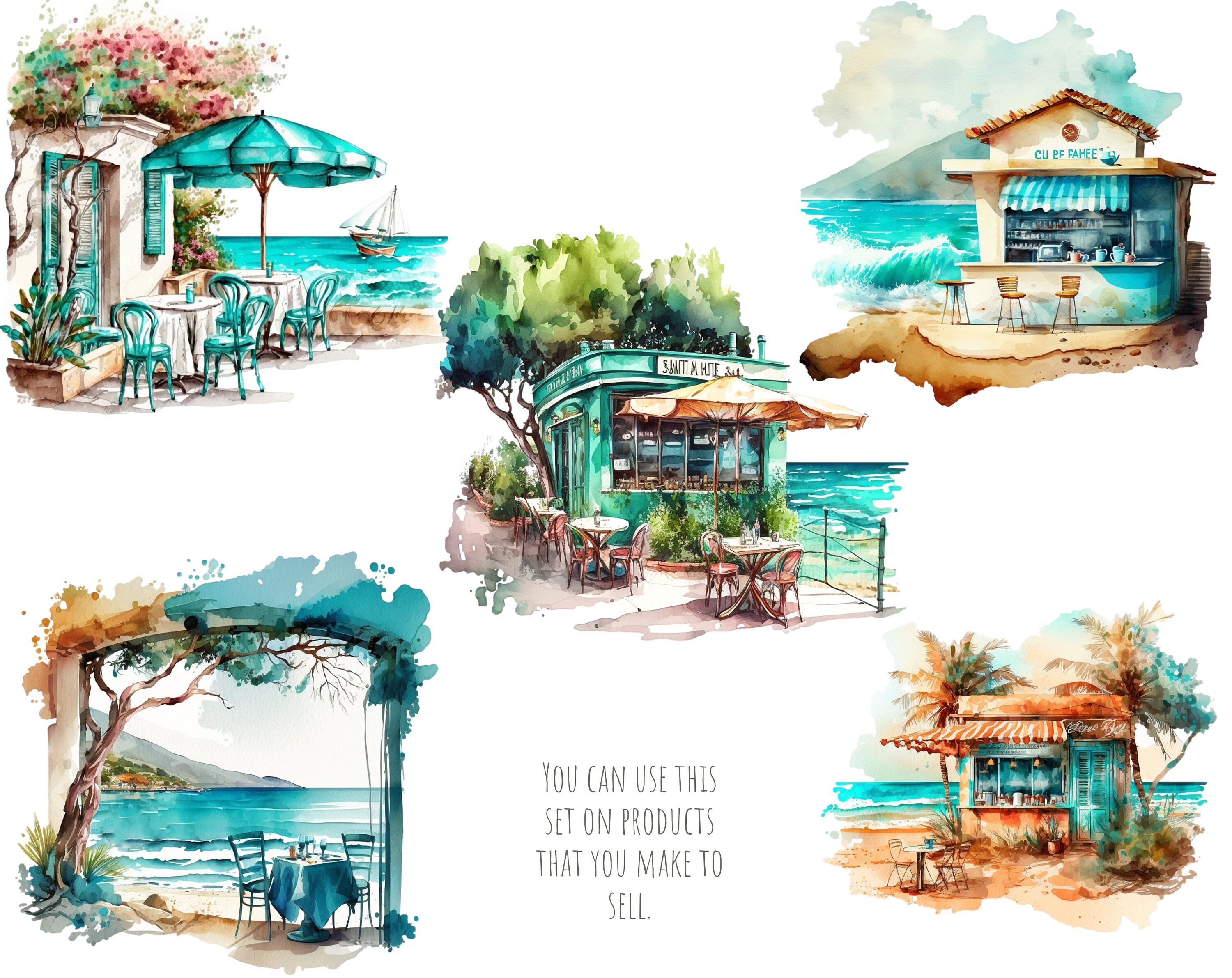 Beach Coffee Shop Clipart Cafe Clip Art Png. Digital - Etsy UK