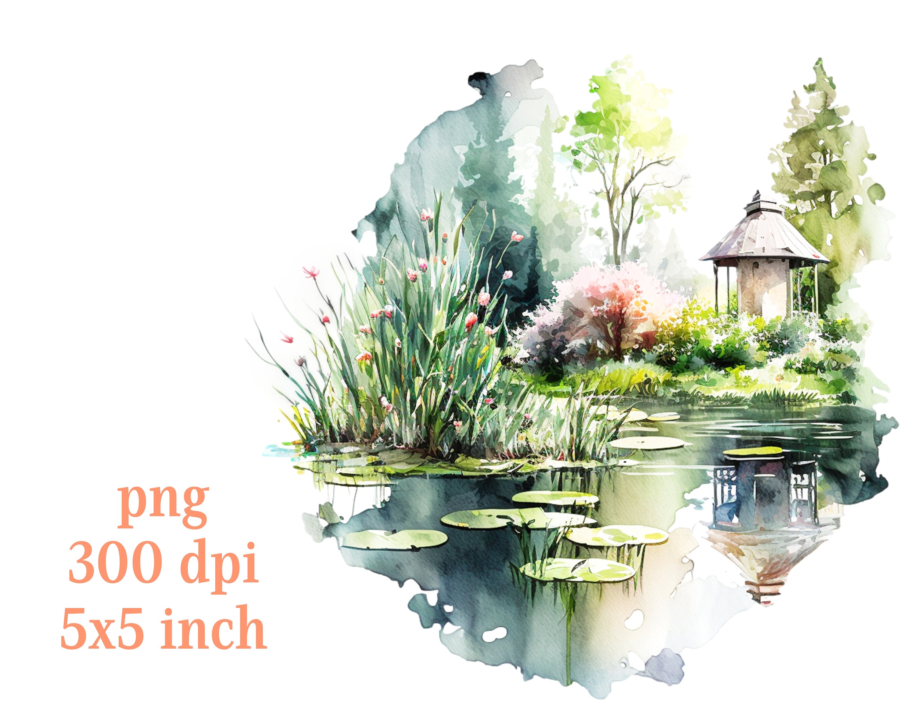Pond Clipart. Lake Clipart. Garden Clipart PNG. Summer Rest - Etsy ...