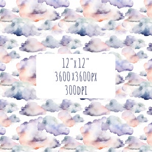 Clouds Digital Paper, Seamless Pattern, Sky Pattern. Moon Clipart, Blue ...