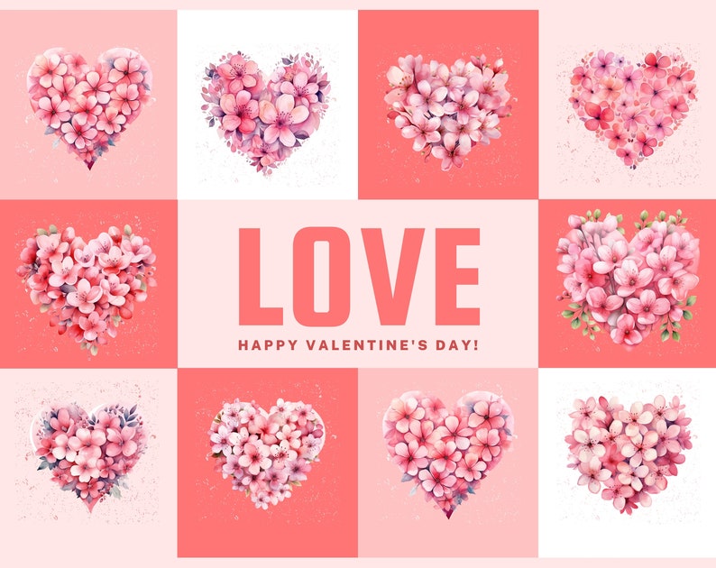 Pink Heart Clipart. Valentines Clipart, Love Clip Art, Wedding PNG ...