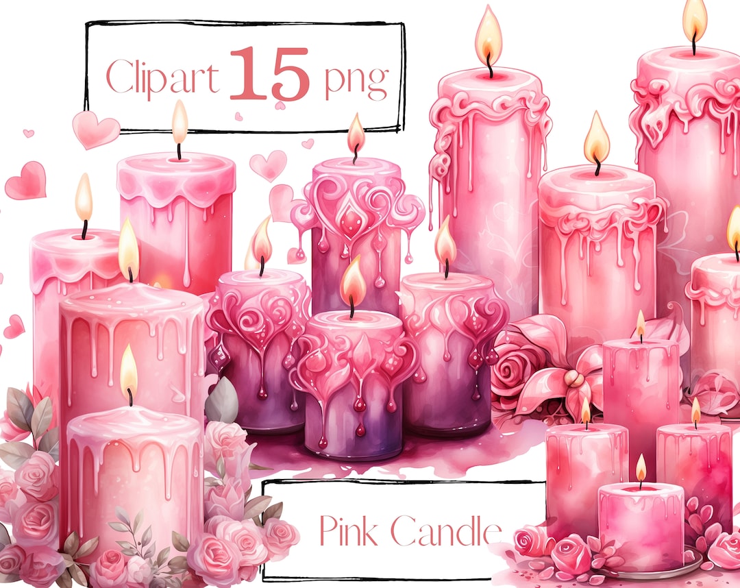 Pink Candle Clipart. Valentine's Day Clipart. Love Clipart. Wedding ...