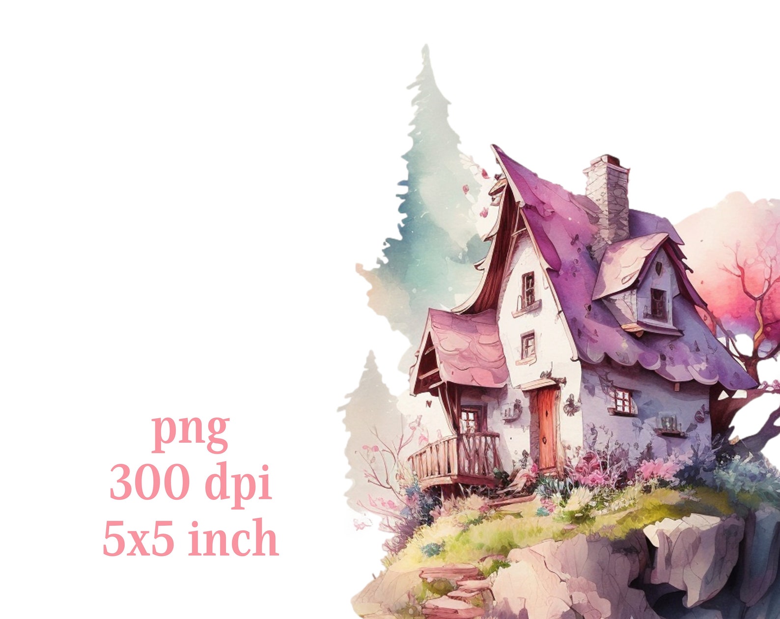 Spring Fairy House Clipart, Png. Magic Cottage. Elf Village. Digital ...