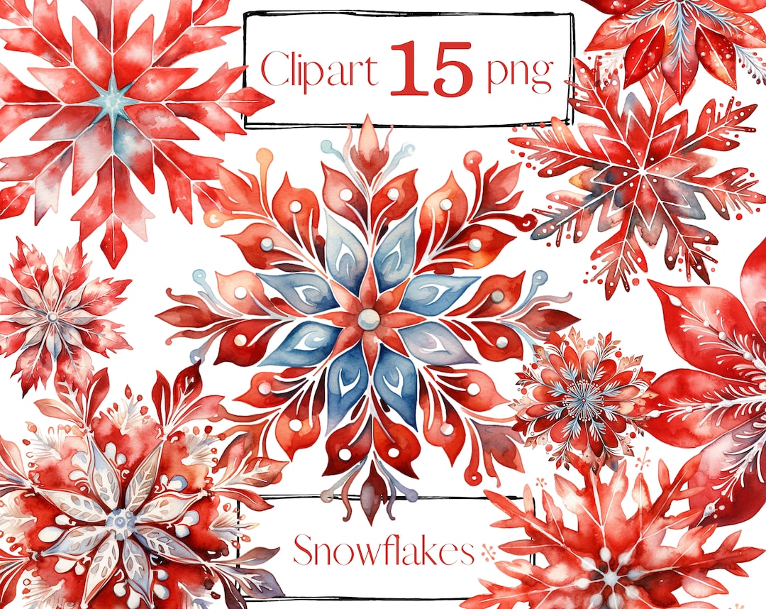 Red Snowflakes Clipart, Snow Clipart, Winter Clipart, Christmas ...
