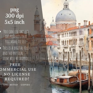 Venice Digital Paper, Travel Digital Paper. Watercolor Scrapbook Paper ...