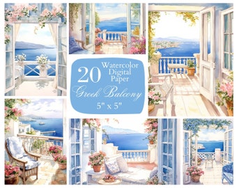 Lake Digital Paper, Landscape Digital Paper. Watercolor Scrapbook Paper ...