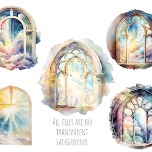 Window Clipart, Heavenly Windows Clip Art, Png. Digital Watercolor ...