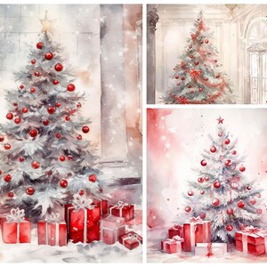 Christmas Digital Paper, Cozy Winter Night Pattern. Watercolor Digital ...