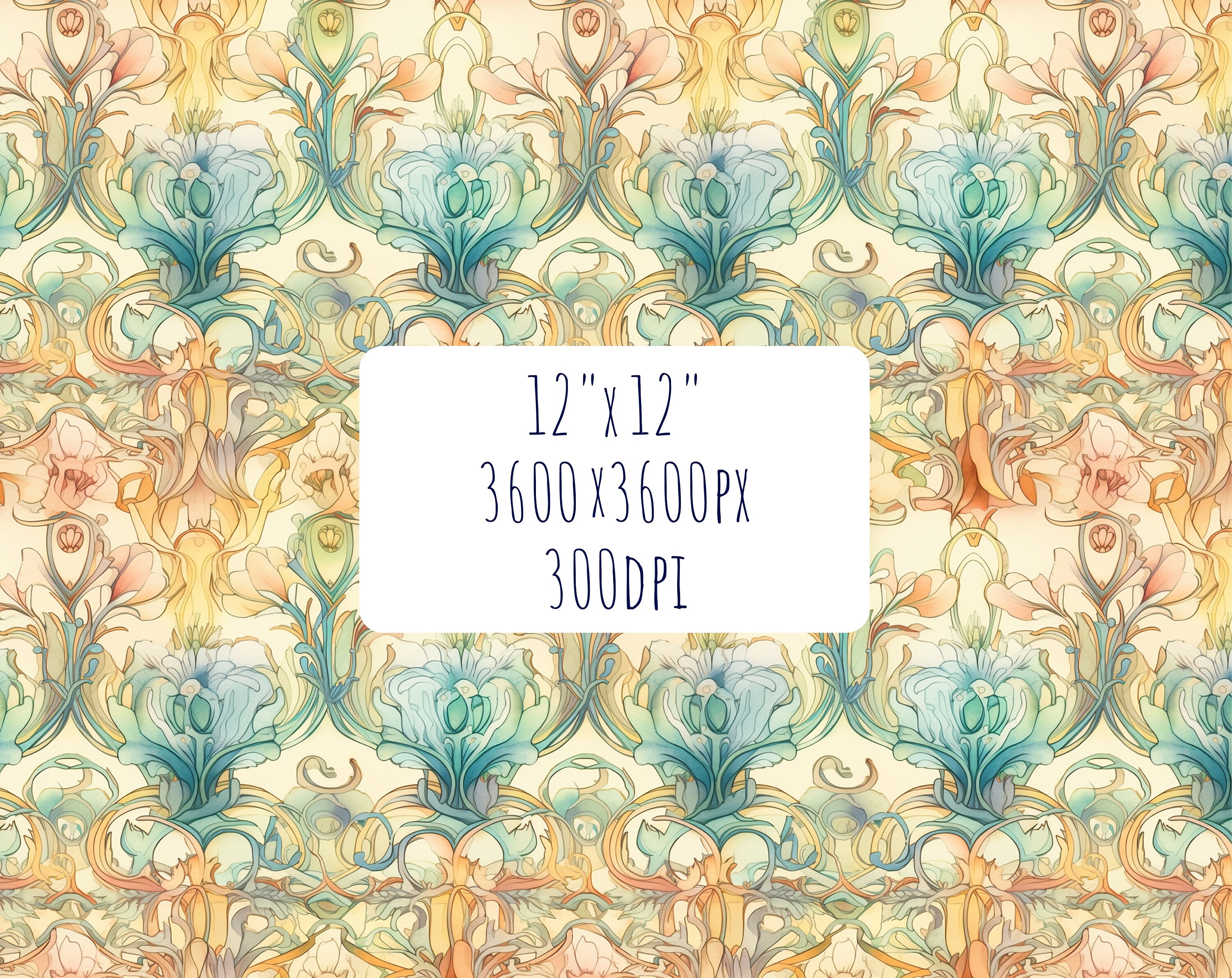 Art Nouveau Digital Paper, Geometric Seamless Patterns (JPG, 300 Dpi ...