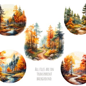 Autumn Forest Clipart, Wood Clip Art, Png. Digital Watercolor. Free ...