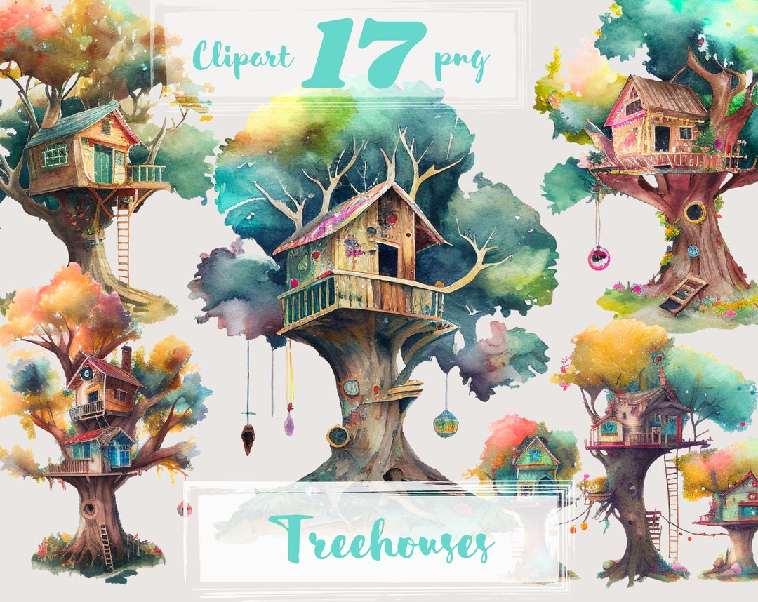 Treehouse Clipart, Tree House Clip Art, Png. Digital Watercolor. Free ...