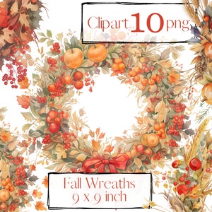 Autumn Wreath Clipart. Autumn Decorations Clipart. Fall Clipart. Autumn ...