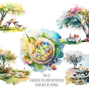 Spring Picnic Clipart, Tea Time Clip Art, Png. Digital Watercolor. Free ...