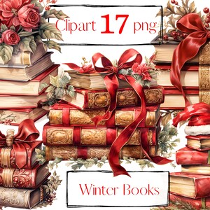Winter Book Clipart, Books Bundle, Reading Clipart, Library, Old Books ...